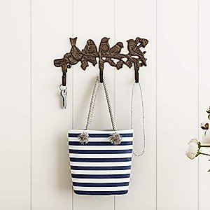 Home Lavish 80-WALLH-BRD1 Decorative Tree Branch and Birds Cast Iron Shabby Chic Rustic Wall Mount Hooks