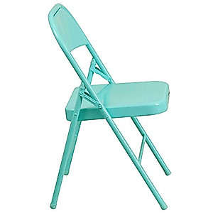 Flash Furniture 2 Pack HERCULES COLORBURST Series Tantalizing Teal Triple Braced & Double Hinged Metal Folding Chair
