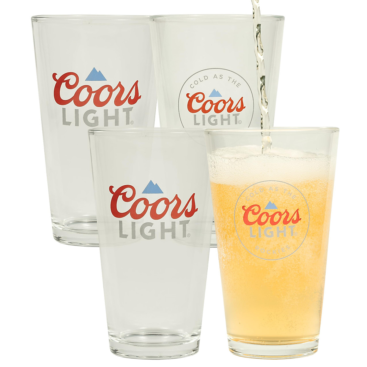 LORD'S ROCKS Coors Light 16oz Pint Glass - Set of 4 Authentically Licensed Compatible