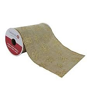 5.5" Faux Linen Glitter Snowflake Extra Wide Ribbon By Celebrate It