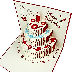 Akeydeco 3D Pop Up Birthday Cards,Birthday Pop Up Greeting Cards Laser Cut Happy Birthday Cards Including Envelopes Best for Mom,Wife,Sister, Boy,Girl,Friends 1 Pack