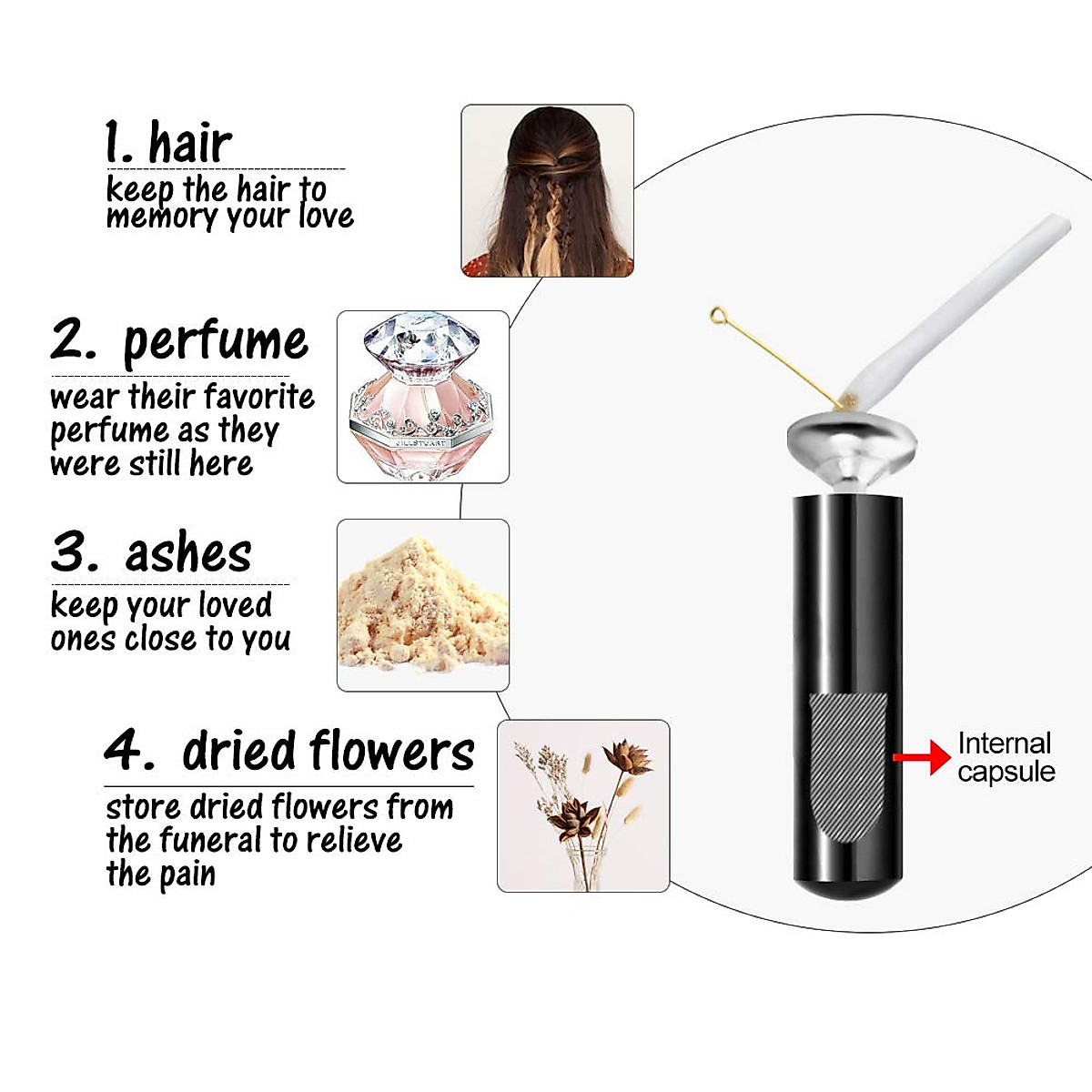 Dletay Cylinder Cremation Urn Necklace for Ashes Memorial Keepsake Pendant with Angel Wing Stainless Steel Remembrance Jewelry(Black)