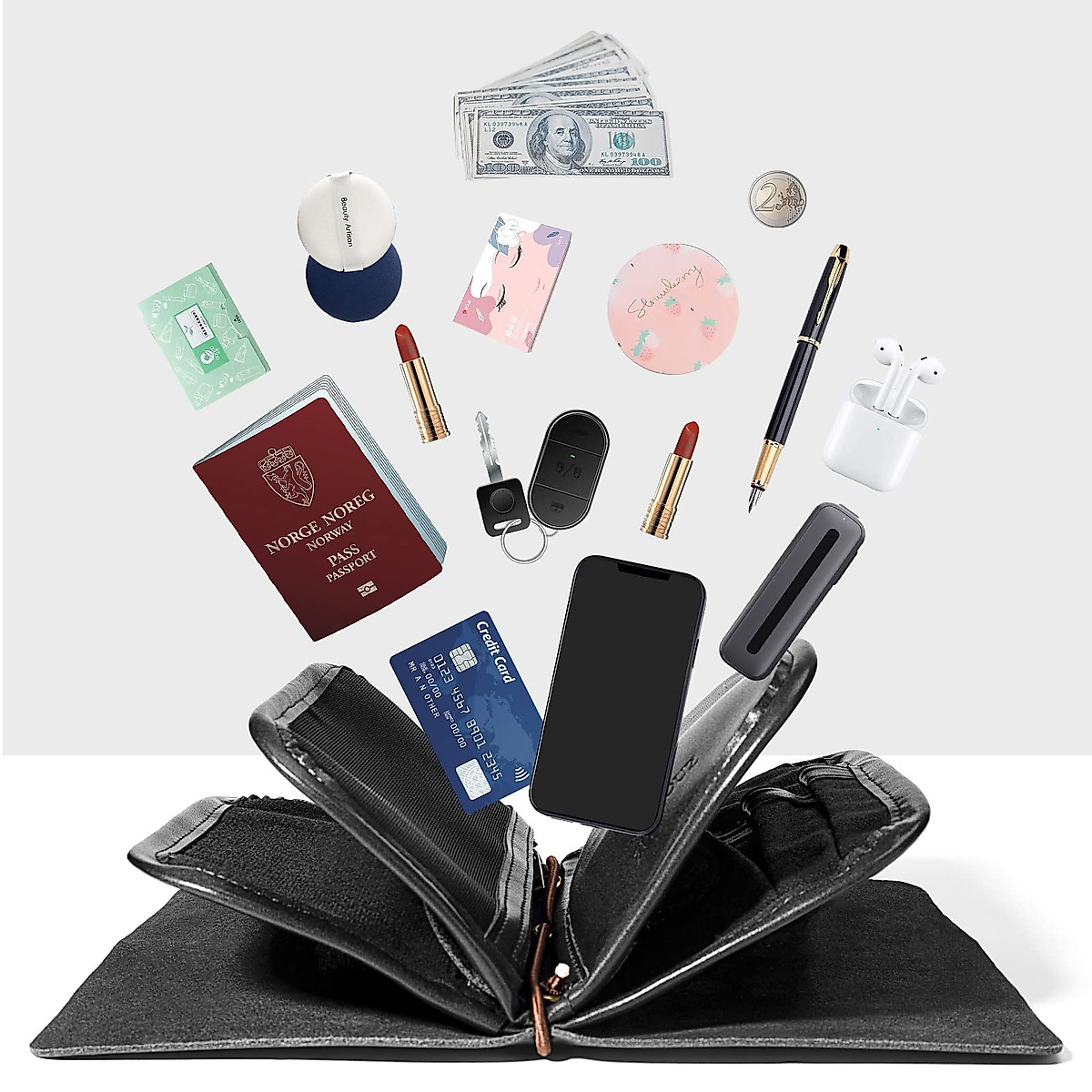 ZUOYOUZ Wallet Women Genuine Leather RFID Blocking Credit Card Holder Bifold Clutch Wallets for Women