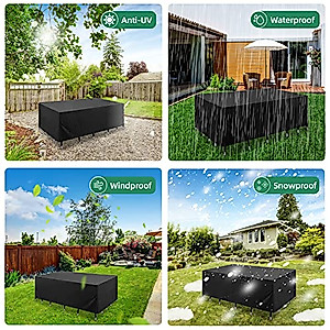 Restland Patio Furniture Covers Waterproof Heavy Duty Covers for Outdoor Table and Chair, Durable UV Resistant Snow Protection Couch Set Covers for Rainy Day,Black,82.67*43.3*27.55 Inches