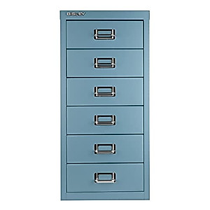 Bisley 6 Drawer Steel Under-Desk Multidrawer Storage Cabinet, Steel Blue (MD6-SB)