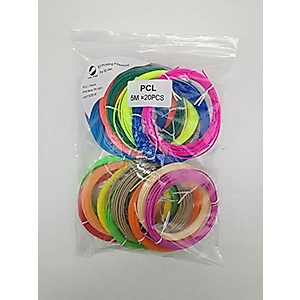 LEE FUNG 3D Pen Filament Refills Set of 20 Colors 1.75mm PCL 3D Printing Filament 16.4 Feet of Each Dimensional Accuracy +/- 0.05 mm for 3D Printer Pen with One Normal Package