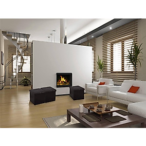 Otto & Ben Folding Box Chest with Memory Foam Seat, Stitch Faux Leather Small Ottomans Bench Foot Rest Stool, 15 Inch, Brown