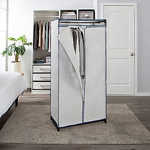 Simplify, Organizer, for Clothes and Accessories, Heavy Duty, Hanging Rod, Easy to Assemble in White 36" Wide Portable Closet