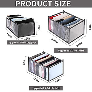 Boao PCS Wardrobe Clothes Organizer Foldable Drawer Organizers Gray Clothing Organizer Clothing Compartment Storage Box, 6/7/9/11 Grids (Upgraded:4Jeans+4Leggings+4Shirts)