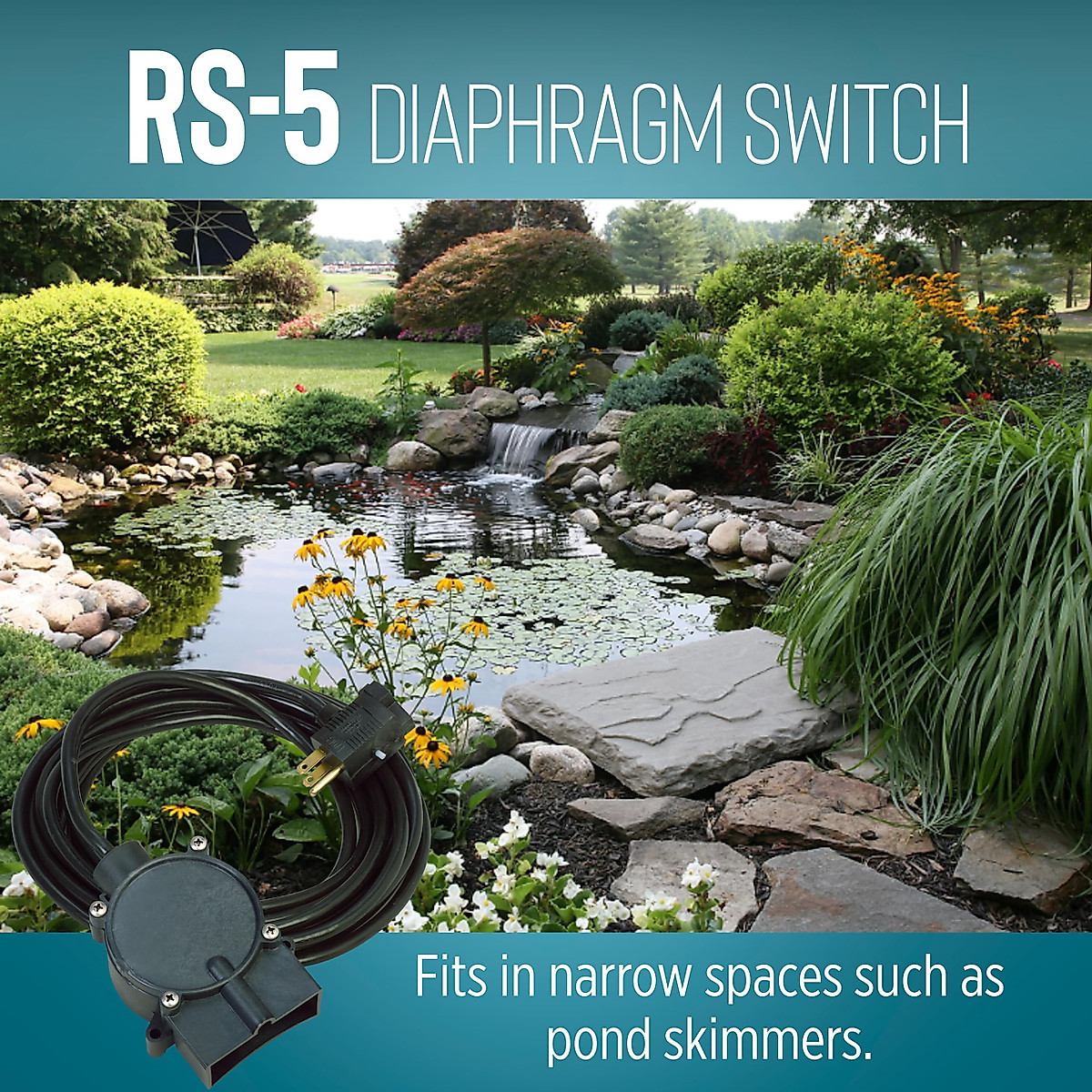 Little Giant RS-5 115-Volt Piggyback Diaphragm Pump-down Switch for Sump, Utility, Flood, Pond/Skimmer or Hydroponic Pumps, 18-Ft. Cord, Black, 599009