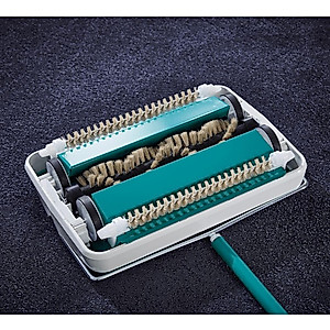 Leifheit Floor Sweeper, Carpet Sweeper,Carpet Sweeper Regulas, Turquoise, with Height Adjustment; 3 Sweeping Brushes; Sweeping Width 22 cm