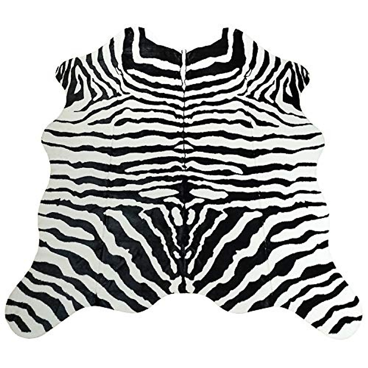 JACCAWS Faux Fur Zebra Hide Rug,4.6 x 5.2 Feet Zebra Skin Area Rug Non-Slip Zebra Rug for Home. (4.6'x5.2', Zebra)