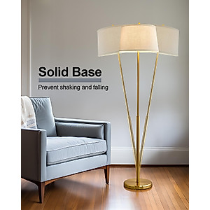 Oneach 61.75" Modern Floor Lamp for Living Room Tall Lamp for Bedroom Gold Floor Lamp with Rotary Switch Industrial Standing Lamp Floor Lamp for Nursery Study Room Office