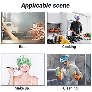 SMILCO 4 Pack Shower Caps, Double Waterproof Layers Reusable Bath Caps for Women Hair Protection