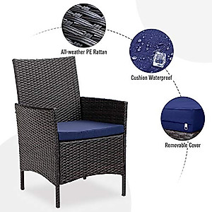 MFSTUDIO Patio PE Rattan Chairs Set of 2, Outdoor Patio Wicker Chairs - Metal Frame, Waterproof Cushions and Removable Covers, 350lbs