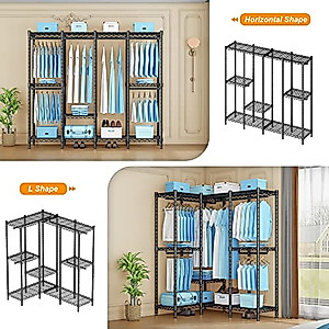 KnnJe Garment Rack Heavy Duty Clothes Rack Clothes Racks for Hanging Clothes, S60 + S8