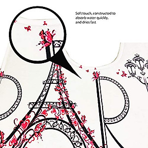 Amagical Paris Tower Eiffel with Paris Lettering Pink Flowers Couple Trip Print 16 Piece Bathroom Mat Set Shower Curtain Set Bath Mat Contour Mat Toilet Cover Shower Curtain 12 Hooks