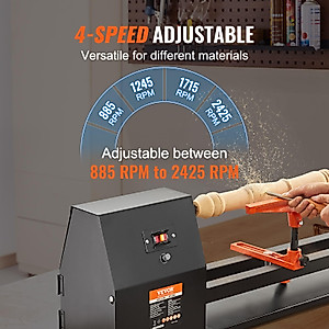 VEVOR Benchtop Wood Lathe, 14 in x 40 in, 0.5 HP 370W Power Wood Turning Lathe Machine, 4 Speed Adjustable 885/1245/1715/2425 RPM with Chisels Faceplate Plastic Handle Hex Wrench, for Woodworking