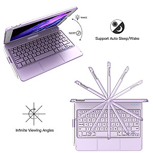 Touchpad Keyboard Case for iPad 10.2 9th/8th/7th Gen, Keyboard Case for iPad 9th Generation/8th/7th Gen-360° Rotatable Protective Cover for iPad Keyboard 9th/8th/7th Gen with Pencil Holder (Purple)