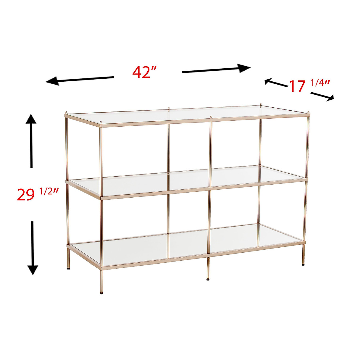 SEI Furniture Knox Glam Mirrored 3-Tier, Console Table, Gold