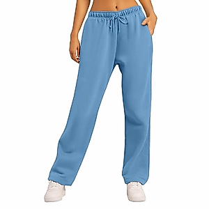 Plus Size Palazzo Pants Metallic Pants Dressy Capri Pants for Woman White High Waisted Pants Woman's Waterproof Rain Pants Womans Hiking Pants Lightweight Woman Pants Casual Z1102a-Light Blue XXL