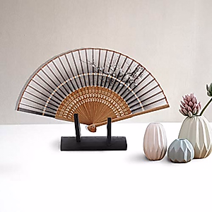 VOSAREA Bamboo Japanese Folding Fan Stand holder