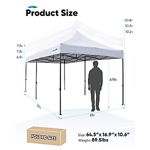Quictent 10x20 EZ Pop Up Canopy with Sidewall,Heavy Duty Canopy Tent Party Tent for Wedding Outdoor Event,6 Sandbag Included (White)