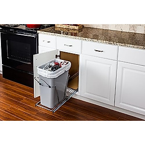 Hardware Resources 35 or 50 Quart Single Pullout Waste Container System, Polished Chrome