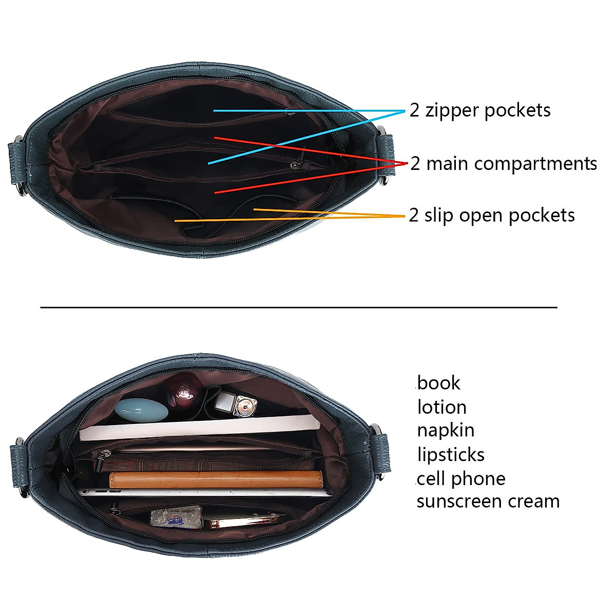 YALUXE Shoulder Bag Genuine Leather Tote Handbag Crossbody Bags for Women