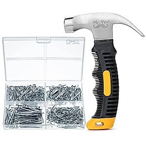 Mr. Pen- Nail Assortment Kit and 8oz Small Hammer, 600 Pcs Small Nails, Wall Nails for Hanging, Hammer and Nails Set, Small Hammer for Picture Hanging, Picture Hanging Kit, Picture Hanging Nails