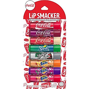 Lip Smacker Coca-Cola Flavored Lip Balm, 8 Count, Flavors Coke, Cherry Coke, Vanilla Coke, Sprite, Root Beer, Orange Fanta, Grape Fanta, Strawberry Fanta