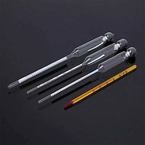 Alcohol Hydrometer Accurate 5 Pieces Alcoholmeter Kit 0-100% (ABV) Tralle 0-100 for Spirits Whiskey Moonshine Distilling Liquors Testing with 100ml Glass Test Jar Carry Storage Wood Box