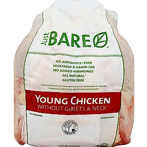 Just Bare® Natural Fresh Whole Chicken | Antibiotic Free | Bone-In | Without Giblets & Neck | 4.0 LB