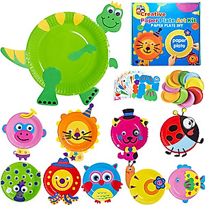 10Pcs Animal Paper Plate Kit for Kids, DIY Art Supplies Project for Children, Game for Preschool Classroom Party, Fun and Educational Gift for Easetr Birthday Holiday Christmas Crafts for Girls Boys