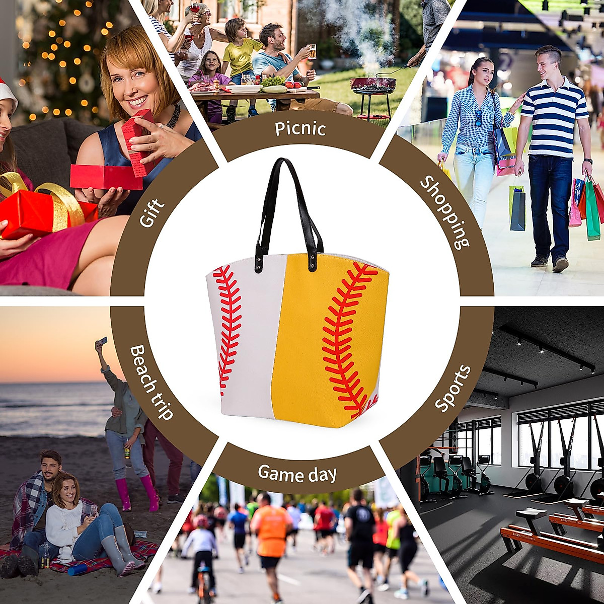 Large Baseball Tote Bag Sports Prints Utility Tote Beach Bag Travel Bag