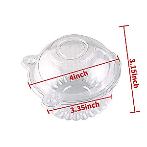 Twdrer 100PCS Plastic Single Individual Cupcake Dome Cup with Lid,Clear Plastic Muffin Holders Cake Cases Boxes Containers for Party,Wedding,Christmas,Holiday