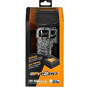 SPYPOINT Link-Micro-S-LTE Nationwide IR Rechargable Battery Solar Panel Cellular Trail Camera with SB-300s Lock Box and Python Cable (Trail Camera, Steel Box, Locking Cable)