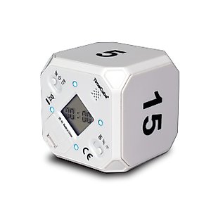 TimeCube Plus Preset Timer with 4 LED Light Alarm for Time Management, and Countdown Settings (White - 5,15,30,60 min)