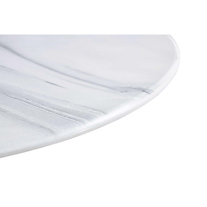 42" Round Dining Table for 4, White Tulip Table,Mid-Century Modern Circle Table with Faux Printed Marble Top and Metal Cross Legs for Home and Kitchen Small Space