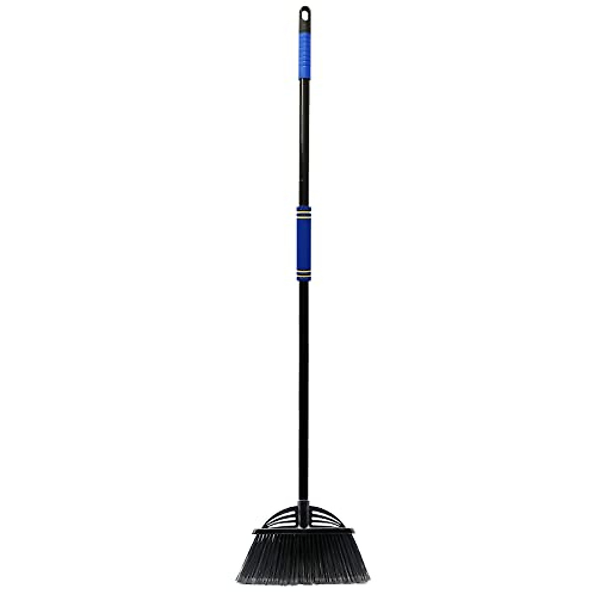 Xifando Four-Section Rod Long-Handled Broom,Heavy-Duty Broom, Angle Broom for Outdoor/Indoor（Black+Blue）