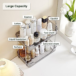 Bathroom Counter Organizer, 2 Tier Vanity Tray, Multi Purpose Bathroom Counter Shelf - Grey