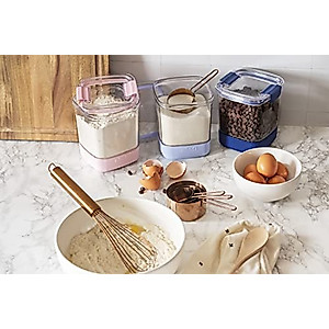 Ello Airtight Food Storage Plastic Canisters with Non-Slip Base Locking Lids and Labels for Kitchen and Pantry Organization Perfect for Sugar, Cerea, Pasta, Dry Food| Set of 3| 6.6 Cup | Cupcake