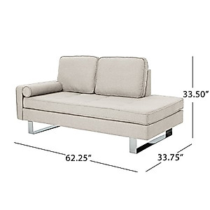 Christopher Knight Home Phelps Modern Fabric Chaise Loveseat, Beige, Silver
