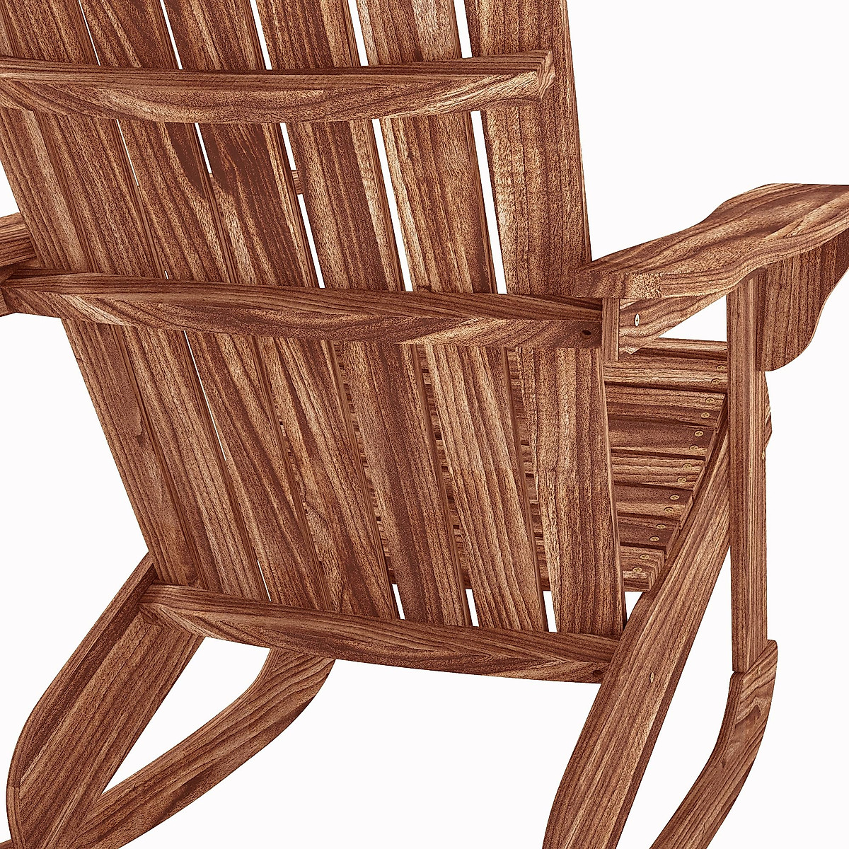 Outsunny Wooden Adirondack Rocking Chair Outdoor Lounge Chair Fire Pit Seating with Slatted Wooden Design, Fanned Back, & Classic Rustic Style for Patio, Backyard, Garden, Lawn, Carbonized