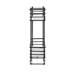 Household Essentials Narrow Sliding Cabinet Organizer, Two Tier Organizer, Matte Black, Great for Slim Cabinets in Kitchen, Bathroom and More, 5"