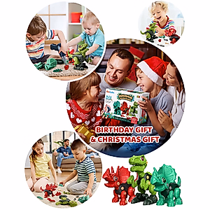 EduCuties Dinosaur Toys for Kids 3-5, Take Apart Dino Games for Boys Girls Age 5-7, Construction Building Educational STEM Sets with Electric Drill for Children Birthday Present