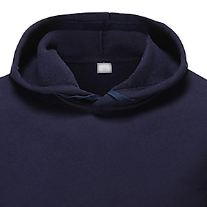 Maiyifu-GJ Pullover Hoodies for Men Classic Casual Solid Loose Fit Long Sleeve Hoodie Basic Lightweight Hooded Sweatshirt (Dark Blue,3X-Large)
