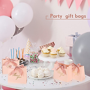 Leinuosen 12 Pcs Small Thank You Gift Bag, Bridal Shower Gift for Guests, Party Favor Bags, Gift Wrap Bags Wedding Baby Shower Birthday Party Supplies(Pink,5.5 x 4.7 x 2.4 Inch)