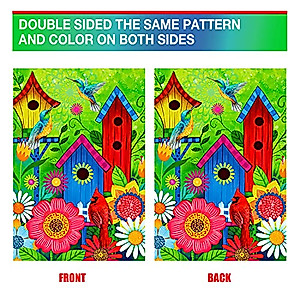 Welcome Spring Summer bird Outside Vertical Double Sided Garden flags for all seasons Cardinal Birdhouse, Bird Yard Flags for Outside…