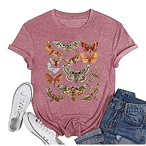 Vintage Graphic Tees for Women Funny Print Shirts Summer Casual Short Sleeve Tops Loose Fit T-Shirt